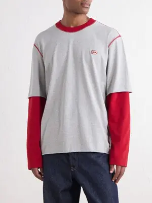 AMI Paris Logo-appliquéd Cotton-jersey T-shirt - Gray
