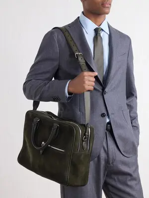 Berluti F088 Leather-trimmed Suede Briefcase