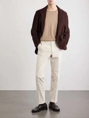 DE PETRILLO Tapered Cotton And Silk-blend Twill Trousers