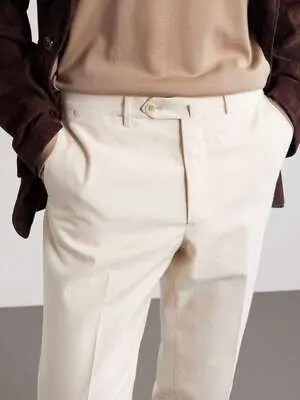 DE PETRILLO Tapered Cotton And Silk-blend Twill Trousers