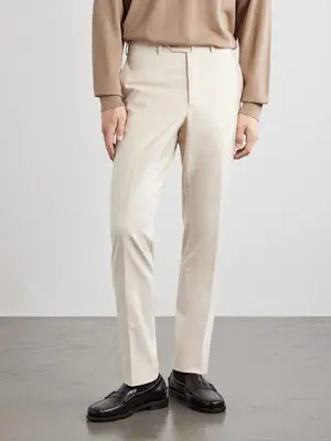 DE PETRILLO Tapered Cotton And Silk-blend Twill Trousers