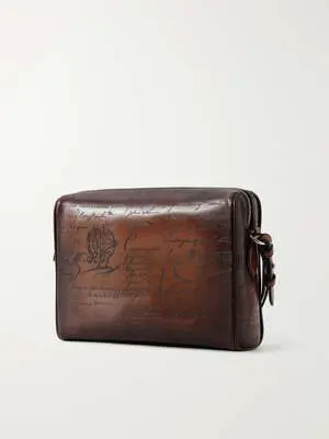 Berluti Rosewood Scritto Venezia Leather Pouch