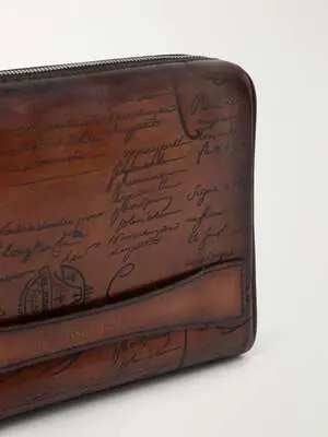 Berluti Rosewood Scritto Venezia Leather Pouch