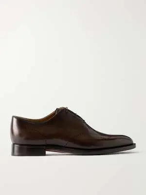 Berluti Alessandro Ajoure Leather Oxford Shoes - Dark Brown
