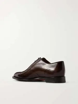 Berluti Alessandro Ajoure Leather Oxford Shoes - Dark Brown