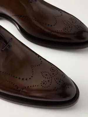 Berluti Alessandro Ajoure Leather Oxford Shoes - Dark Brown