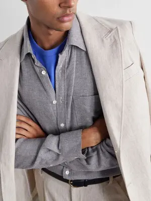 Portuguese Flannel Espiga Herringbone Cotton-flannel Shirt - Gray