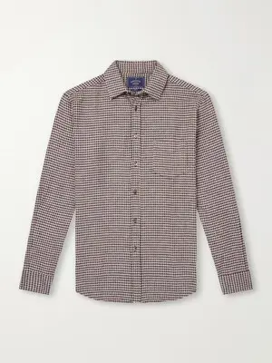 Portuguese Flannel Houndstooth Organic Cotton-flannel Shirt - Blue