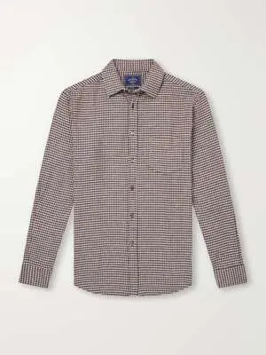 Portuguese Flannel Houndstooth Organic Cotton-flannel Shirt - Navy