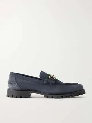 Gucci Sylke Horsebit-embellished Suede Loafers - Blue