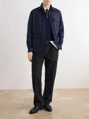 DE PETRILLO Houndstooth Virgin Wool Overshirt