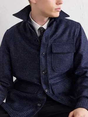 DE PETRILLO Houndstooth Virgin Wool Overshirt