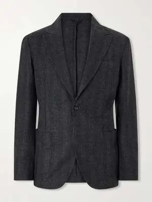 DE PETRILLO Faro Wool And Cashmere-blend Blazer - Dark Gray