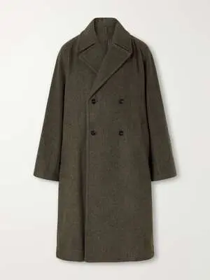 LEMAIRE Double-breasted Wool And Alpaca-blend Felt Coat - Brown