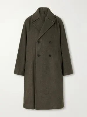 LEMAIRE Double-breasted Wool And Alpaca-blend Felt Coat - Brown