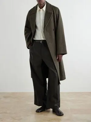 LEMAIRE Double-breasted Wool And Alpaca-blend Felt Coat - Brown