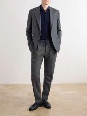 DE PETRILLO Straight-leg Wool And Cashmere-blend Drawstring Suit Trousers
