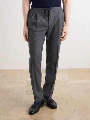DE PETRILLO Straight-leg Wool And Cashmere-blend Drawstring Suit Trousers