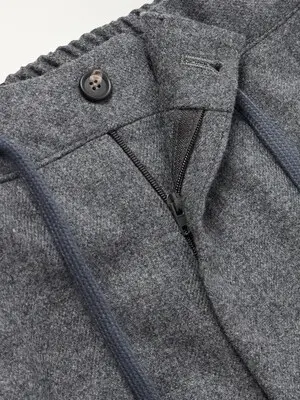 DE PETRILLO Straight-leg Wool And Cashmere-blend Drawstring Suit Trousers