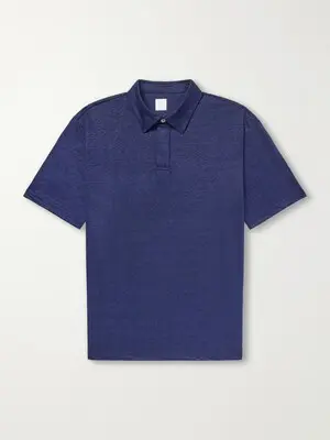 Eleventy Linen-jersey Polo Shirt - Blue