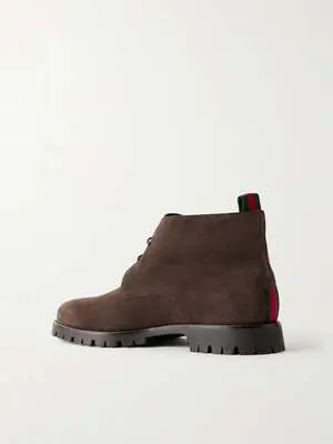 Gucci Sylke Web-trimmed Suede Boots