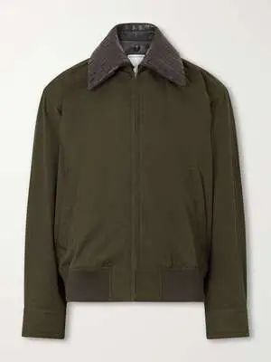 Bottega Veneta Intrecciato Leather-trimmed Cotton-twill Blouson Jacket - Green