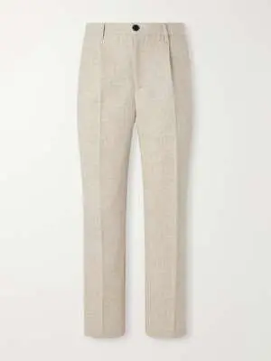 Portuguese Flannel Terroir Straight-leg Pleated Wool-twill Trousers - Ecru