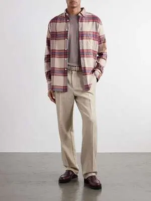 Portuguese Flannel Terroir Straight-leg Pleated Wool-twill Trousers - Ecru