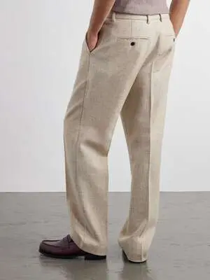 Portuguese Flannel Terroir Straight-leg Pleated Wool-twill Trousers - Ecru
