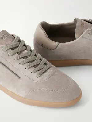 Zegna 232 Leather-trimmed Suede Sneakers