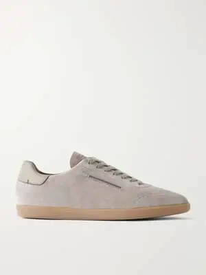 Zegna 232 Leather-trimmed Suede Sneakers - Light Gray