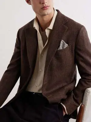 DE PETRILLO Posillipo Wool And Cashmere-blend Herringbone Blazer