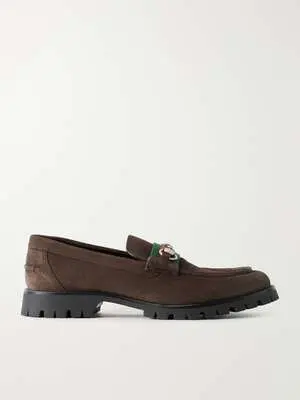 Gucci Sylke Horsebit-embellished Suede Loafers - Brown