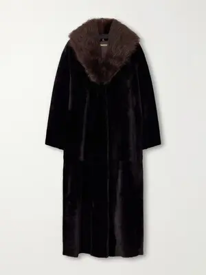 Nour Hammour Astoria Shearling Coat - Black