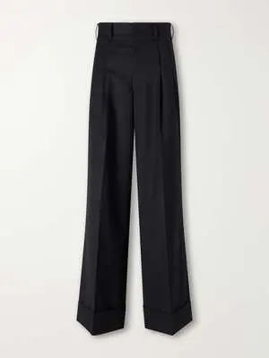 Junya Watanabe Pinstriped Wool-blend Wide-leg Pants - Black