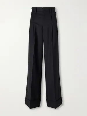 Junya Watanabe Pinstriped Wool-blend Wide-leg Pants - Black