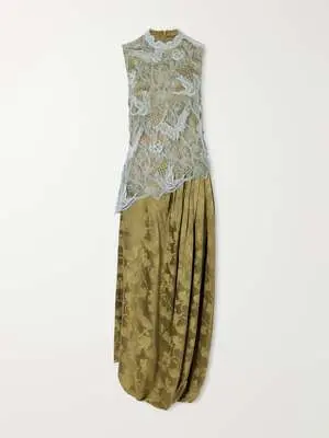 ALEMAIS Winfred Layered Lace-trimmed Floral-jacquard Maxi Dress - Multi