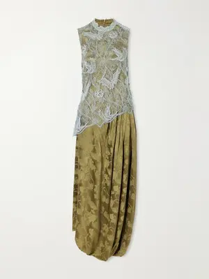ALEMAIS Winfred Layered Lace-trimmed Floral-jacquard Maxi Dress - Multi