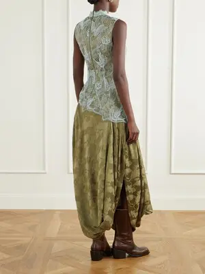 ALEMAIS Winfred Layered Lace-trimmed Floral-jacquard Maxi Dress