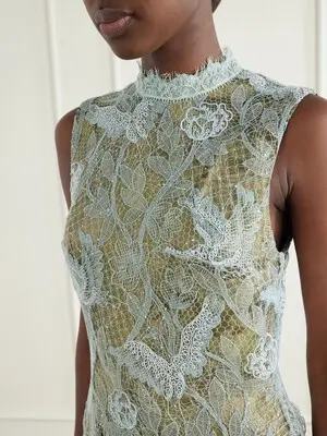 ALEMAIS Winfred Layered Lace-trimmed Floral-jacquard Maxi Dress