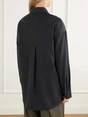 Tibi Overlap-detail Wool-blend Flannel Shirt