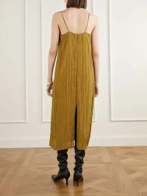 Tibi Crinkled Satin Midi Dress