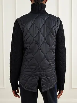 Veronica Beard Patra Padded Cable-knit Wool-blend And Quilted Shell Jacket - Black