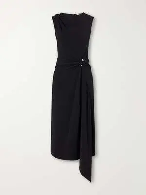 Veronica Beard Freja Draped Crepe-blend Midi Dress - Black