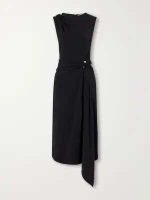 Veronica Beard Freja Draped Crepe-blend Midi Dress - Black