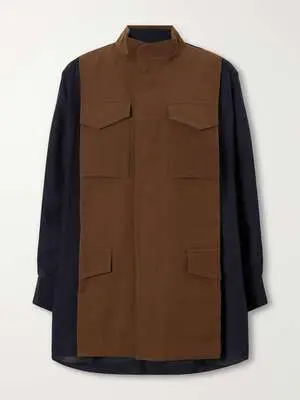 Sacai Crepe-trimmed Woven Shirt