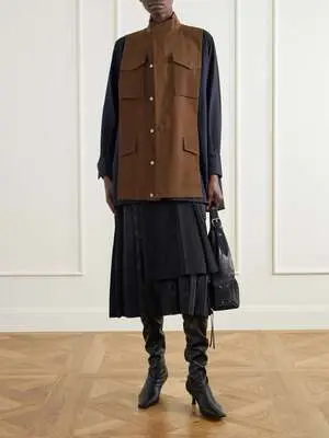 Sacai Crepe-trimmed Woven Shirt