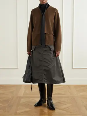 Sacai Cargo Pleated Shell-twill Midi Skirt
