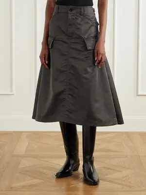 Sacai Cargo Pleated Shell-twill Midi Skirt