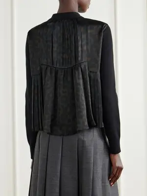 Sacai Cotton-blend Zip-up Cardigan - Black